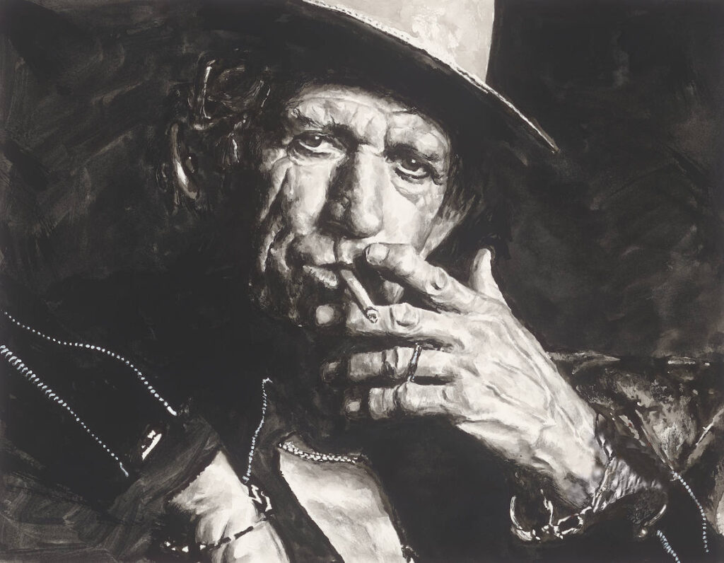 Keith Richards painting (ink) - Fabian Perez Art